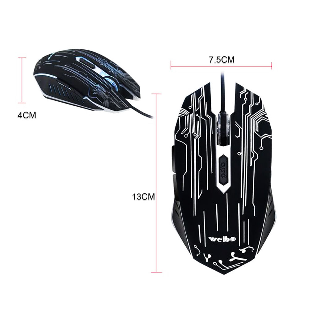 Mouse Weibo Gamer Alambrico USB Óptico 1670