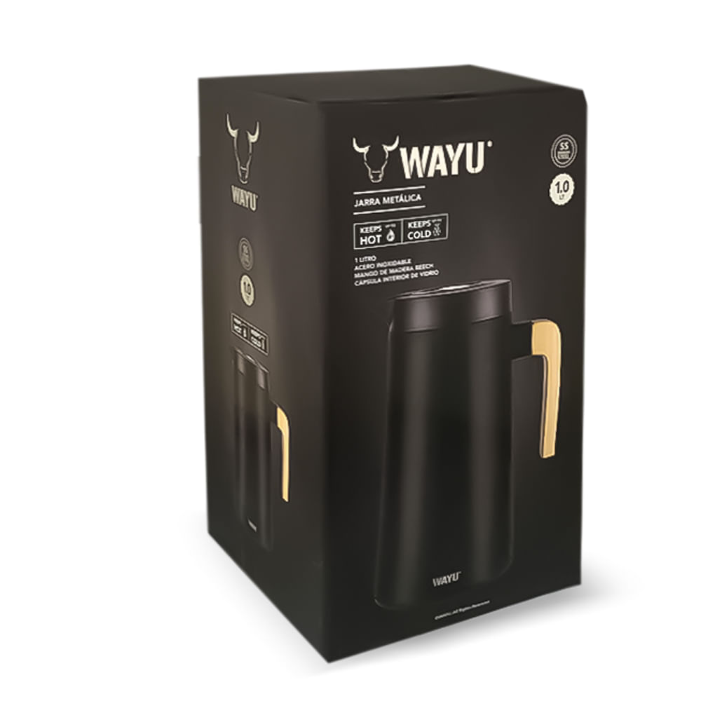 Termo Acero Inoxidable Mango de Madera 1 Lt. Wayu