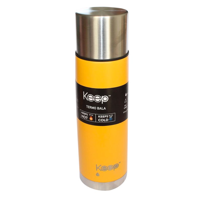 Termo Bala Keep 1 Lt Bebida Fria Y Caliente Amarillo