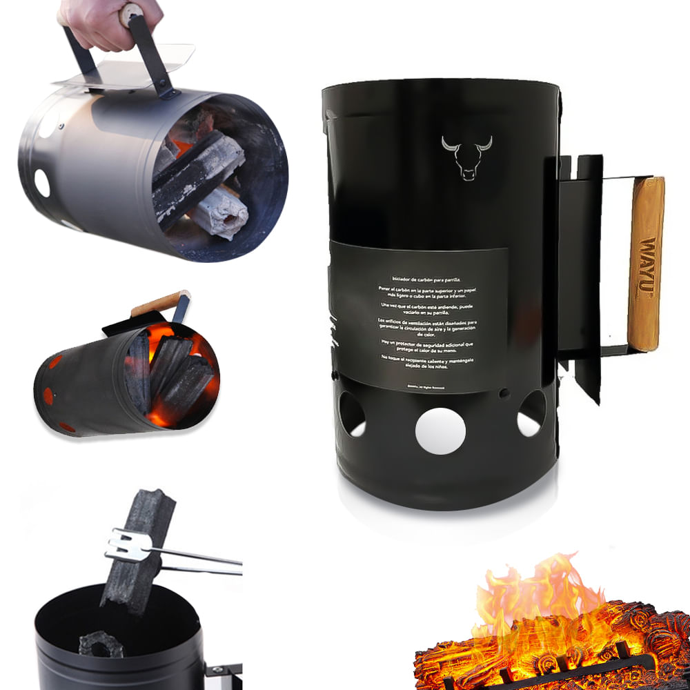 Chimenea de Acero Iniciador Fuego Carbón Rápido Parrilla Wayu