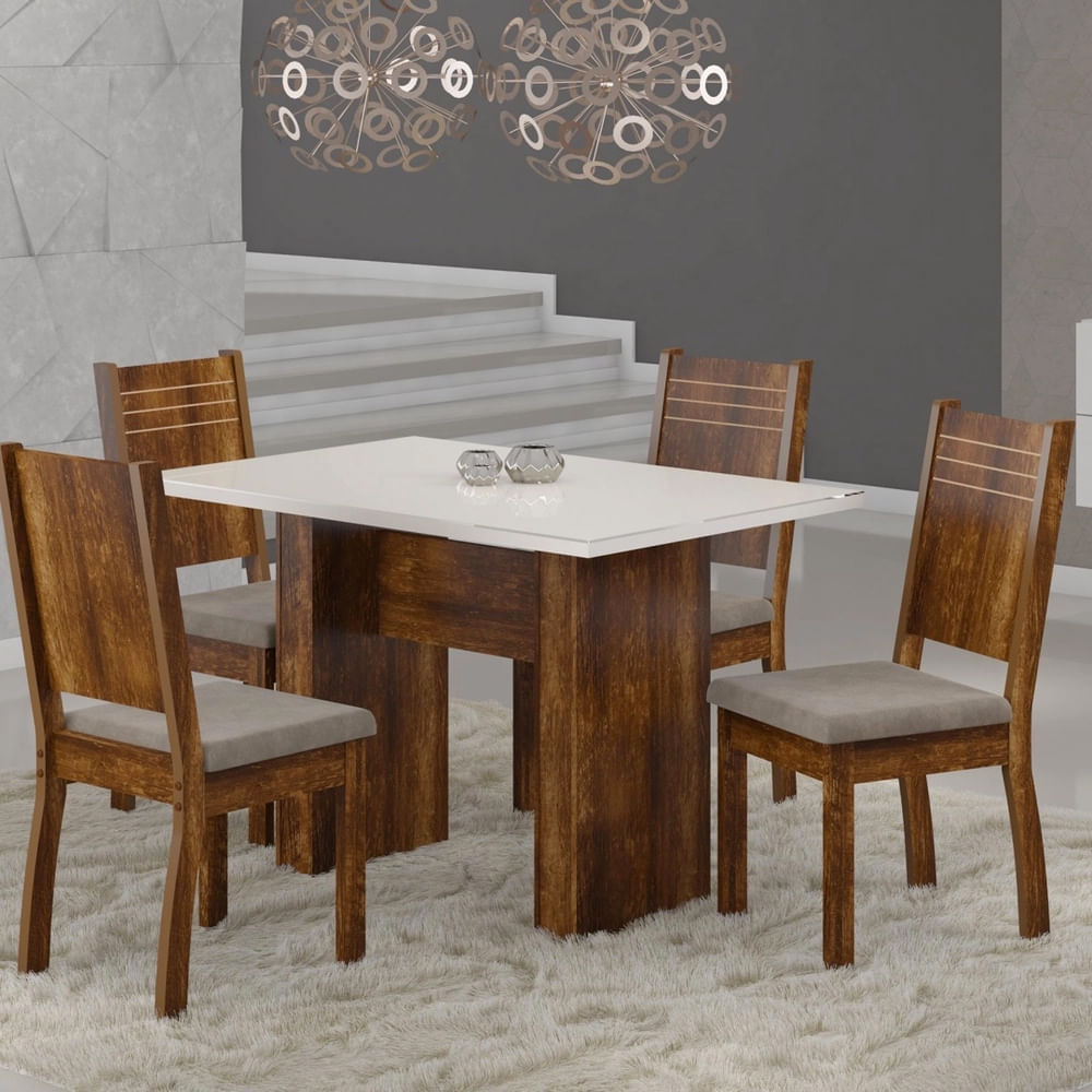 Mesa Comedor URCA 1200 Madera Rustico Off White Vidrio