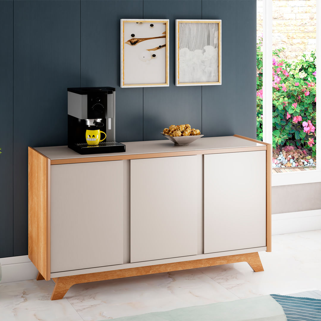 Mueble Buffet Munique 140cm Miel/Off White Vidrio