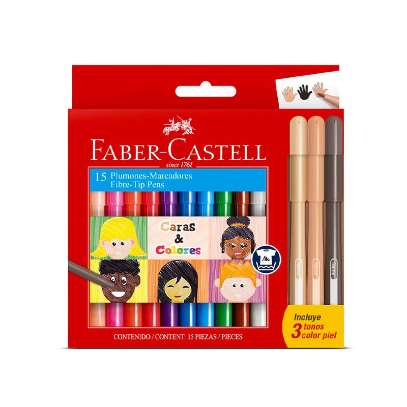 Set 15 Plumones Fibre Tip Pens Faber-Castell