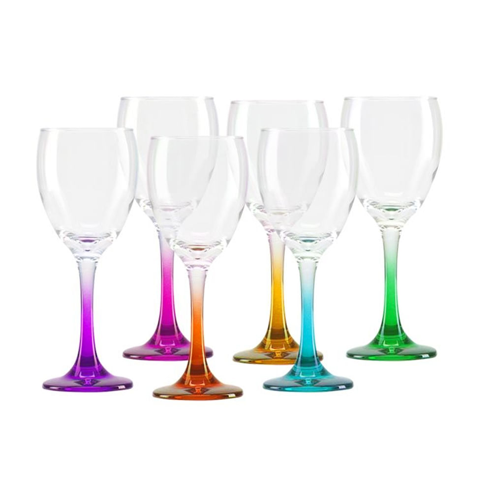 Set 6 Copas De Vidrio Versalles Vino Colores 10 Oz 27243
