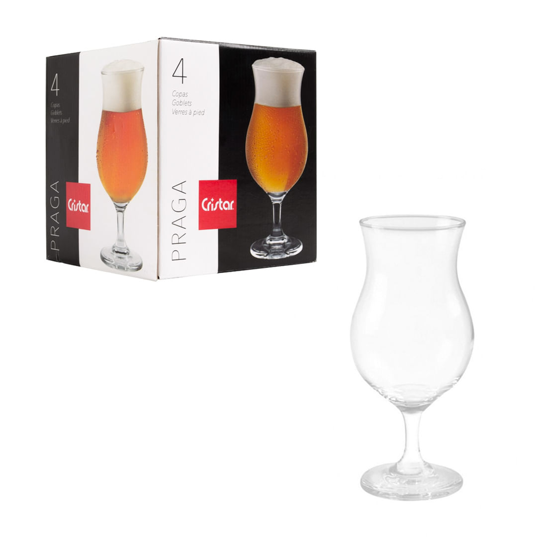 Set 4 Copas Cerveza Praga 442cc Cristar