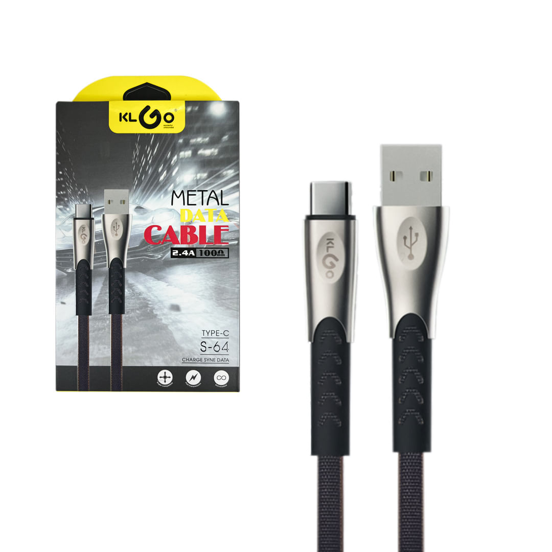 Cable Tipo C Metalico 2.4A Usb 1000mm S-64 Negro