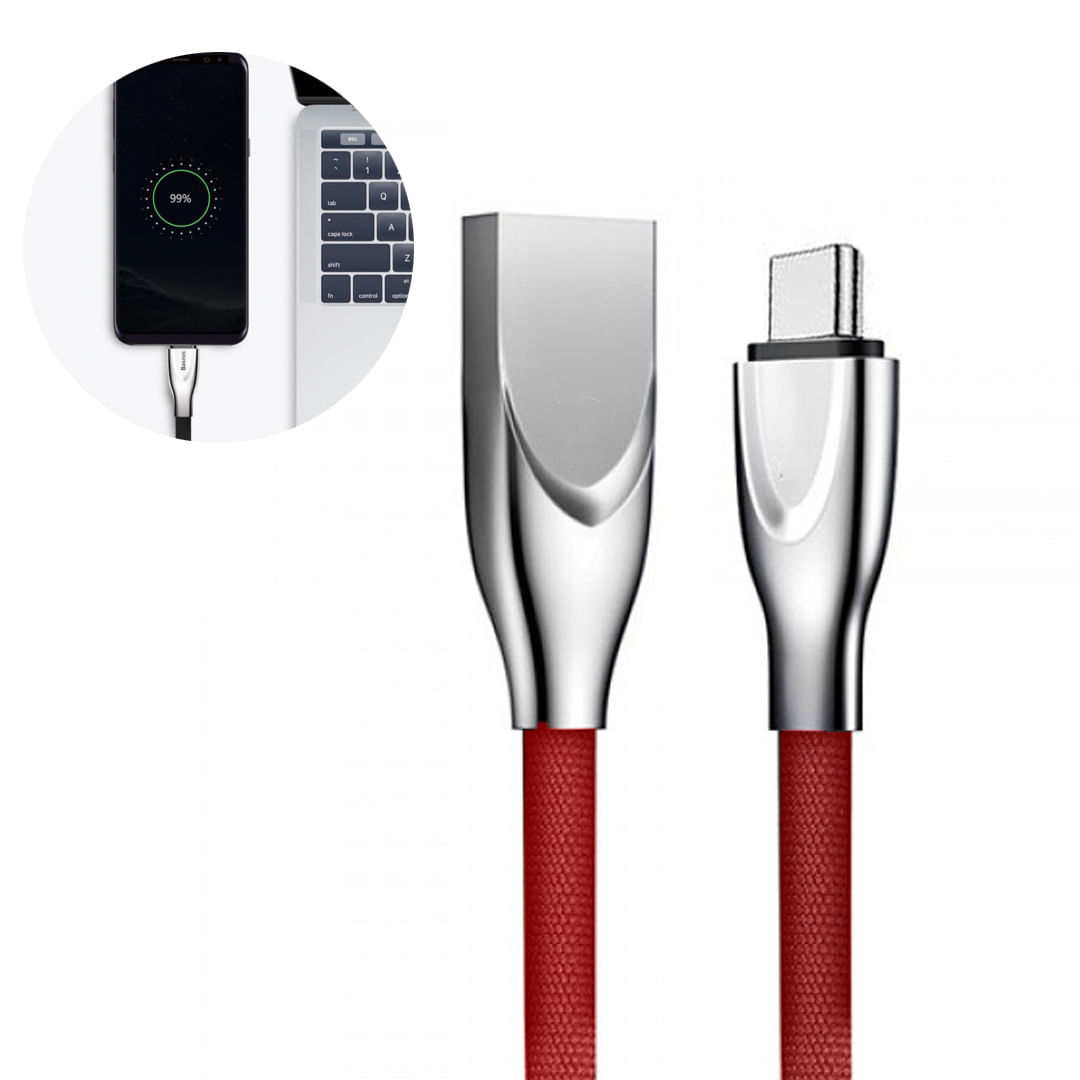 Cable Tipo C Trenzado 2.4A Usb 1000mm S-67 Rojo