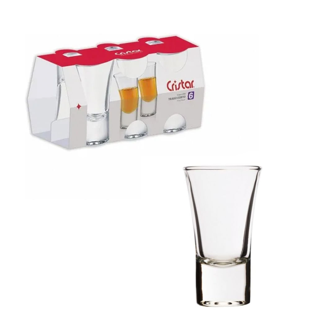 Display 6 Vasos Licor Lord 54cc Trago Corto Cristar