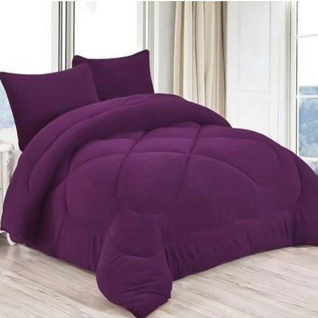 Cubre Cama Plumón Chiporro 2 Plaza + 2 Fundas Morado