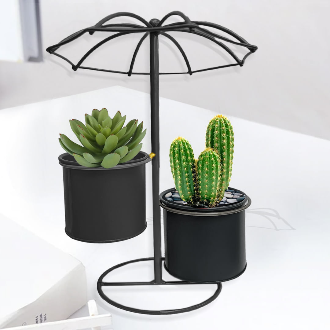 Mini Macetero Metálico Base Negra 35 Cm