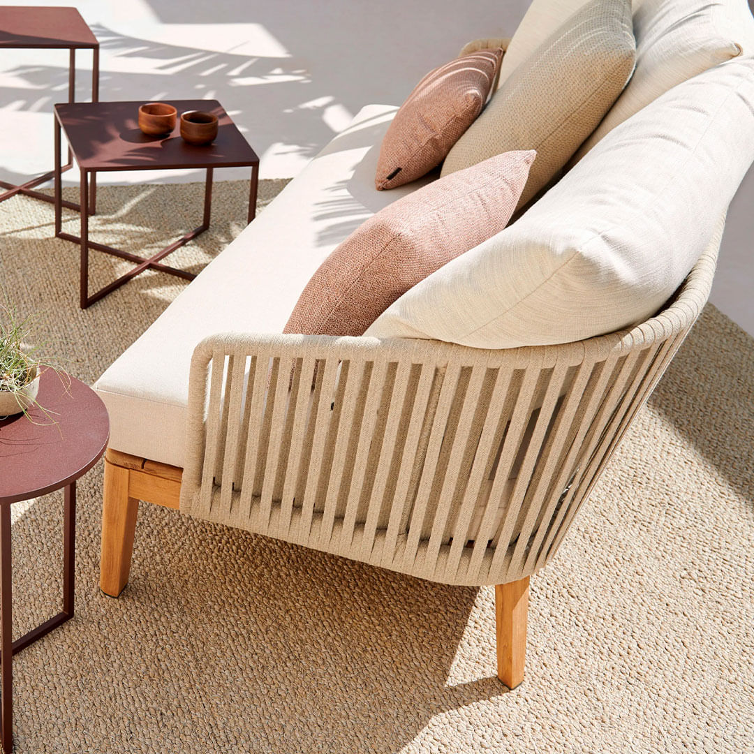 Sillón Tejido Con Cojín Para Terraza 2 Cuerpos