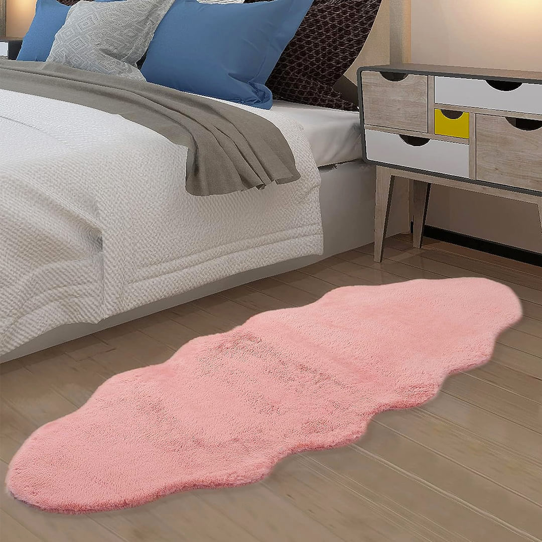Alfombra Peluda 60x150cm Decoración Rosa