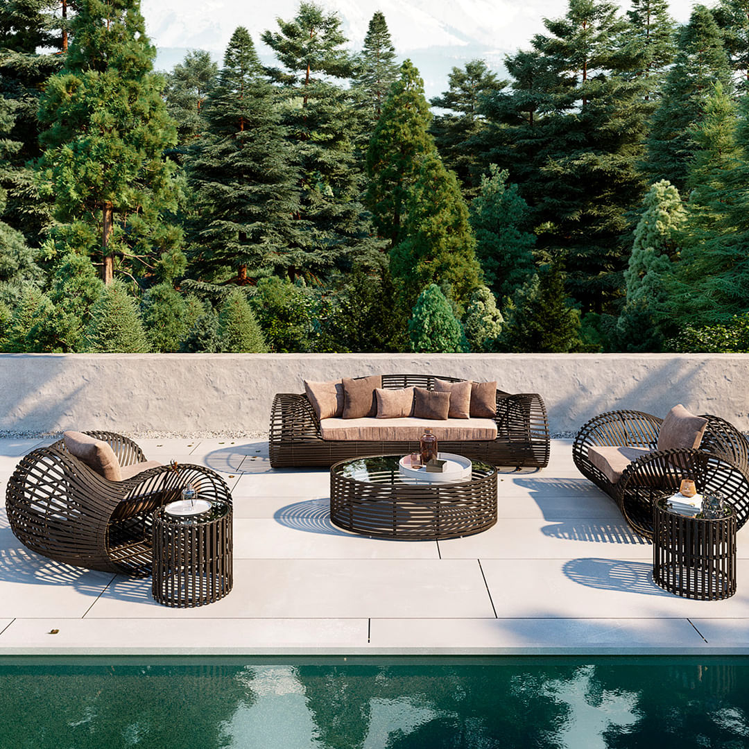 Sillón Butaca Tejido 3C Para Terraza Con Cojines