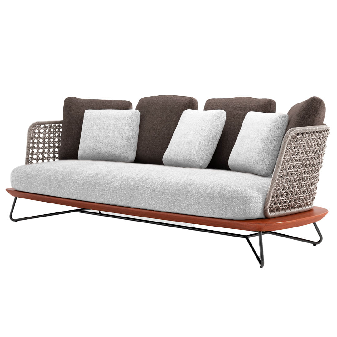 Sillón Butaca Tejida Mimbre Con Cojines Para Terraza 3C