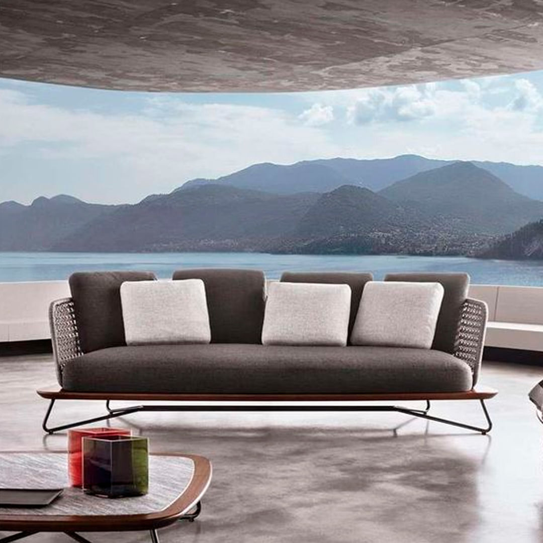 Sillón Butaca Tejida Mimbre Con Cojines Para Terraza 3C