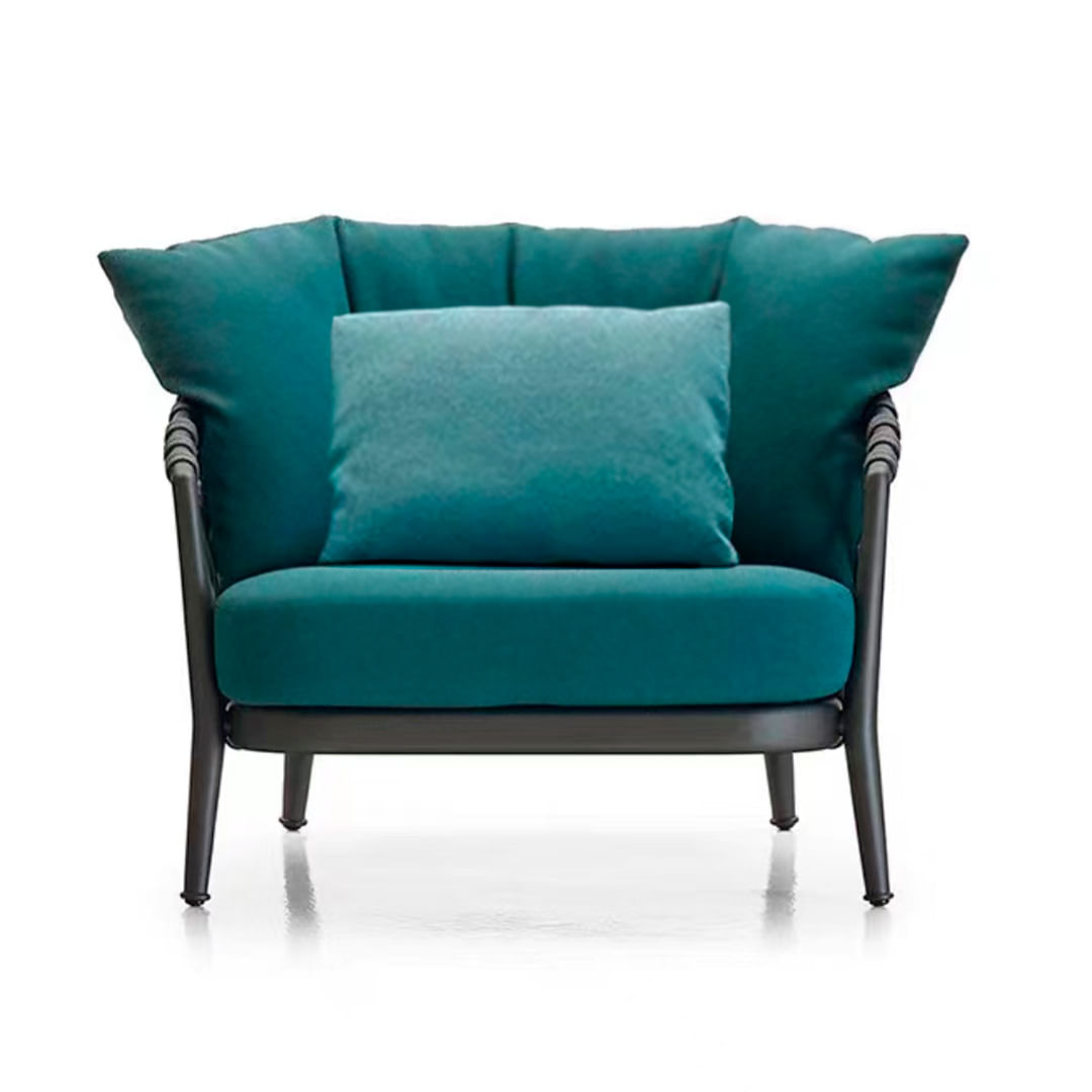 Silla Butaca Tejida Con Cojines Verde Para Terraza