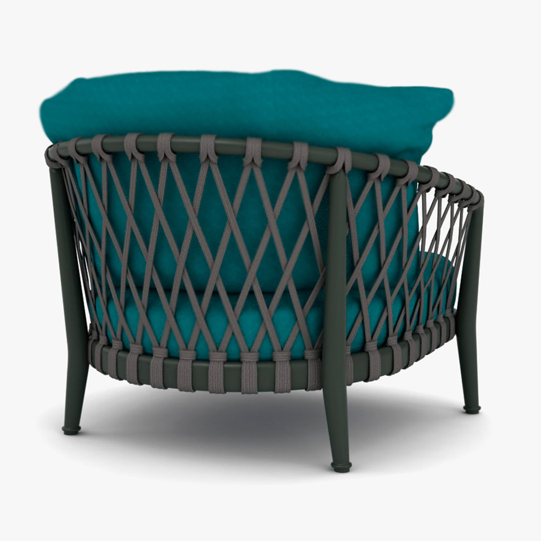 Silla Butaca Tejida Con Cojines Verde Para Terraza