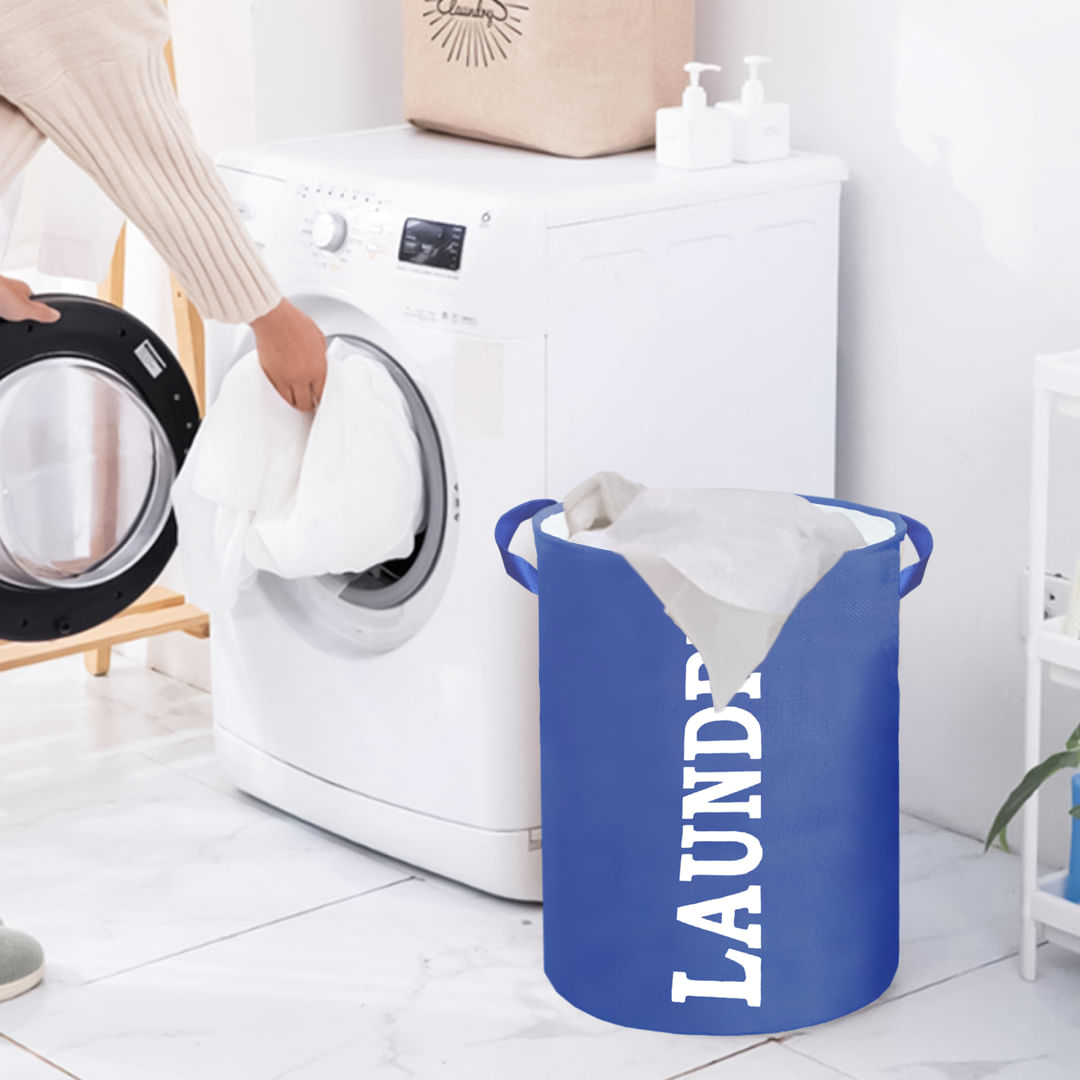 Cesta Canasto para Ropa Plegable con Manijas Azul