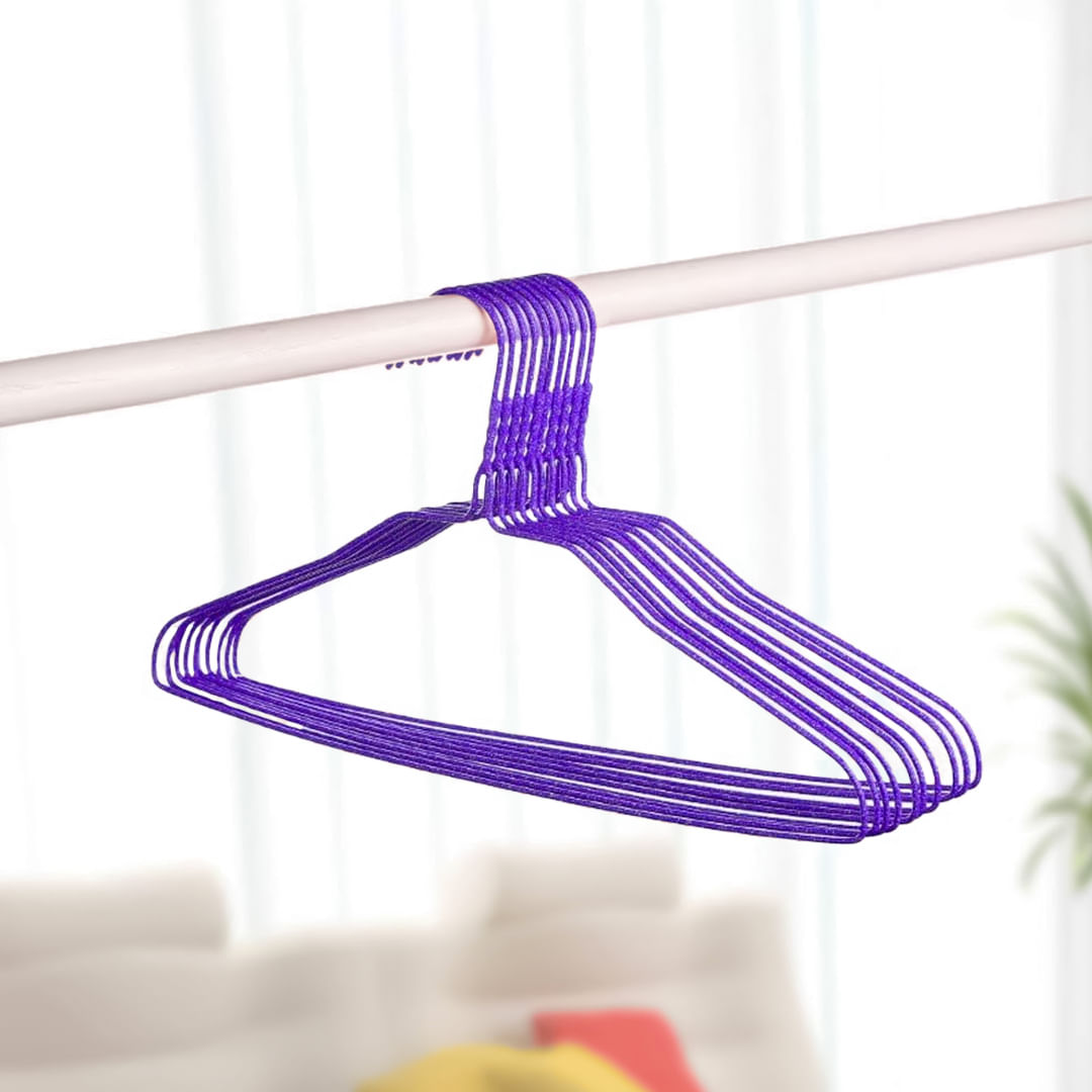 Set 6 Ganchos para Ropa Kmt 43 x 22cm Metal Lila