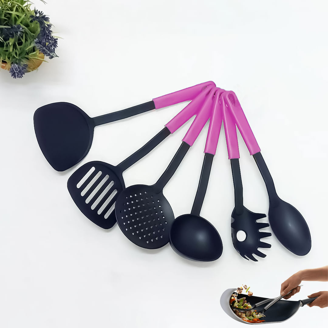 Set de 6 Utensilios de Cocina Rosa