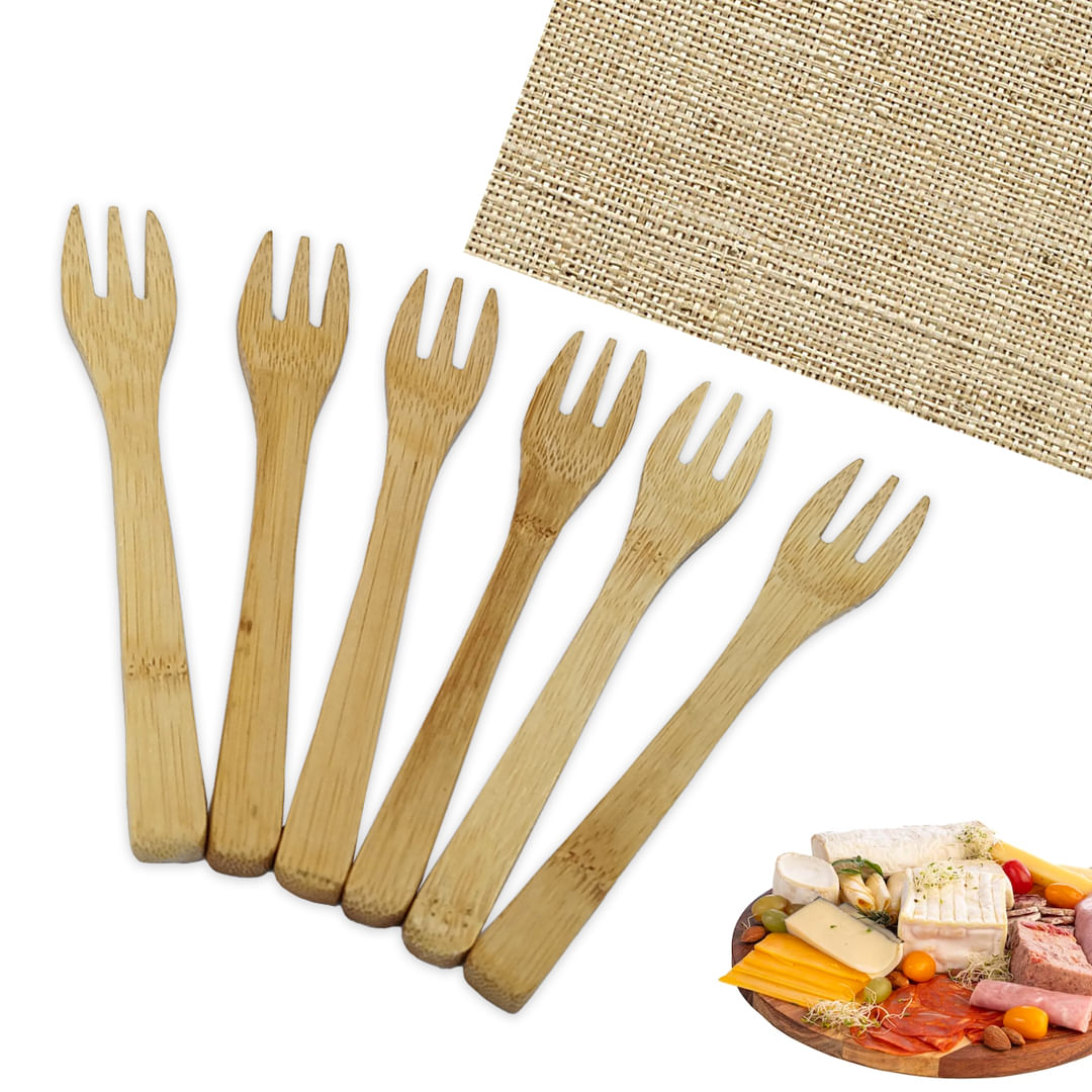 Set de 6 Cubiertos Madera Postre Bambú