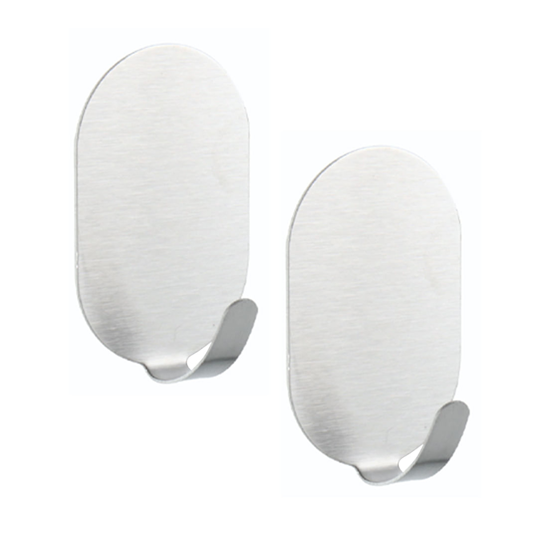 Set 2 Ganchos Adhesivos Metálicos para Colgar Multifunción 6x3,6cm