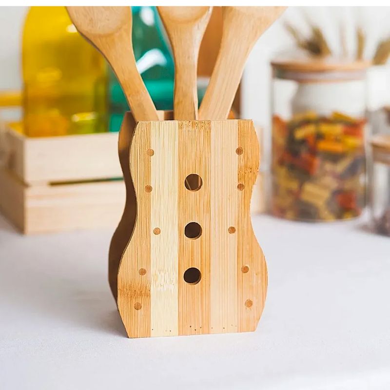 Set de 4 Utensilios De Madera Para Cocina 5 pzas