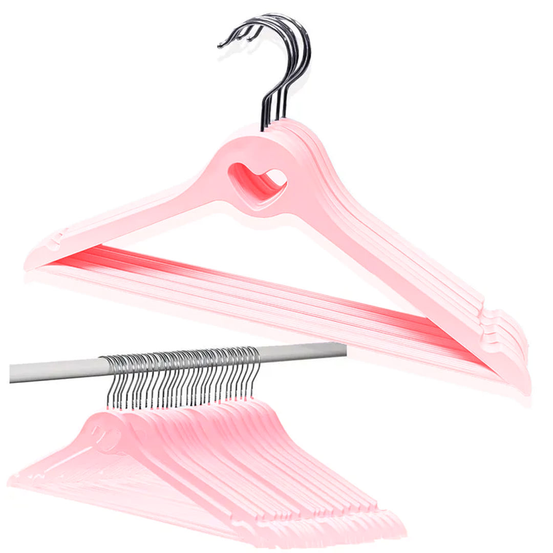 Set 5 Ganchos Para Ropa Corazón Rosa
