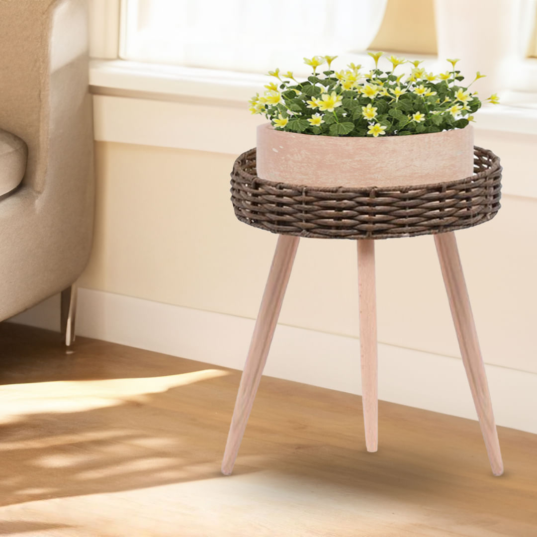 Base de Ratán para Macetero 35cm Café Jardín Grande