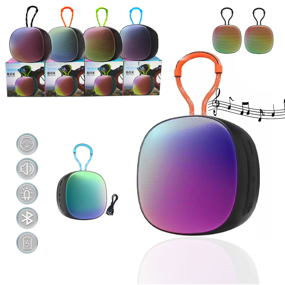 Mini Parlante Inalámbrico Portátil Correa Luz LED RGB ABS-2103