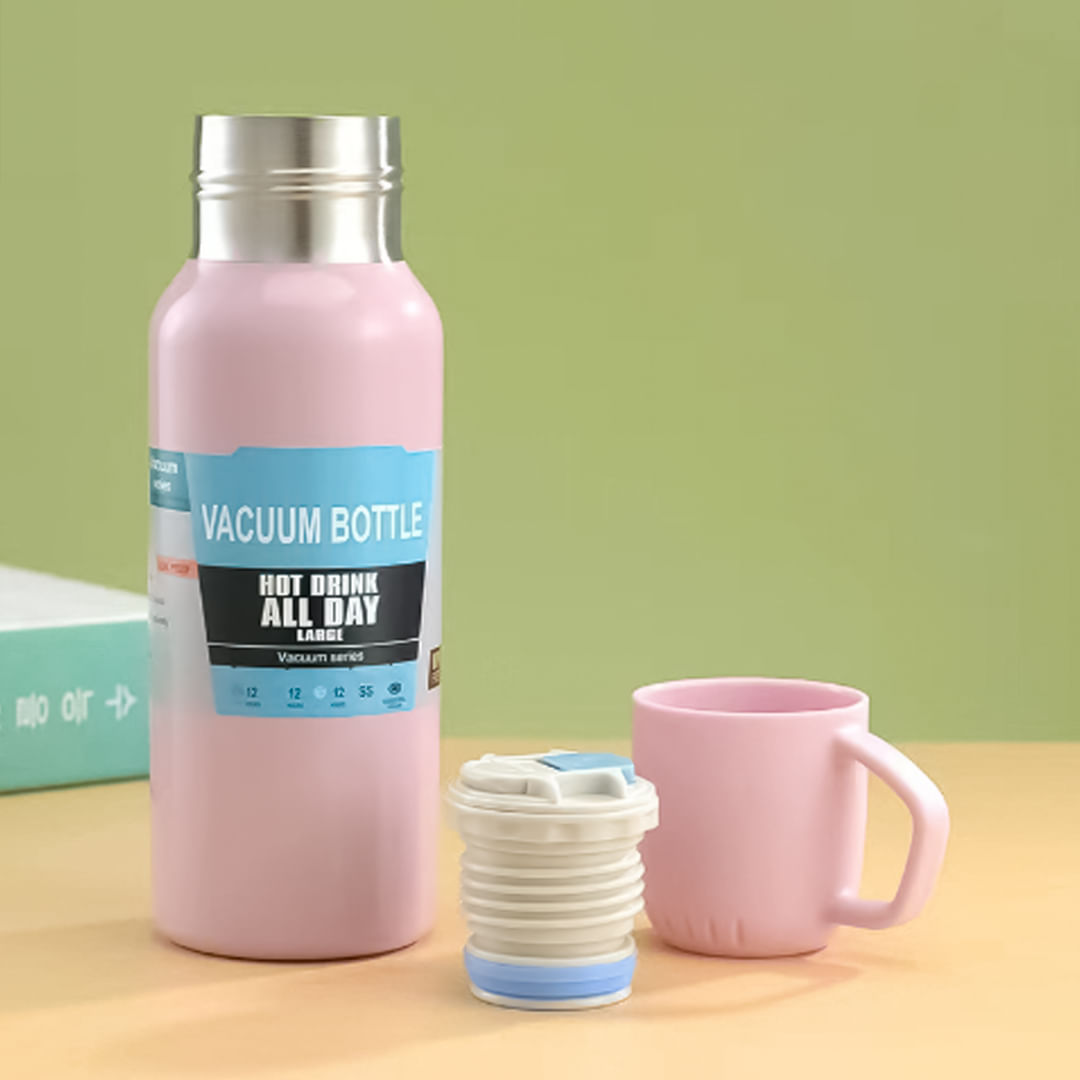 Set Termo Vacuum Flask Térmico de 500 ml Negro + 3 Tazas