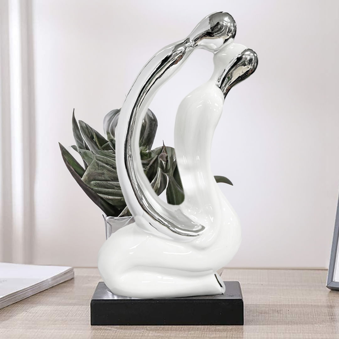 Figura Decorativa Escultura Blanco Cerámica 29.5cm
