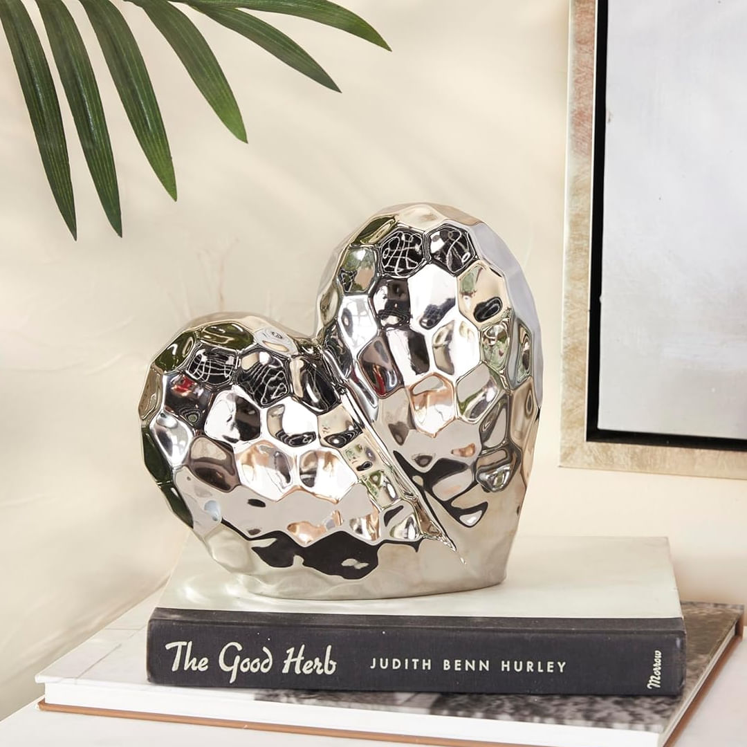 Figura Decorativa Corazón Plateado