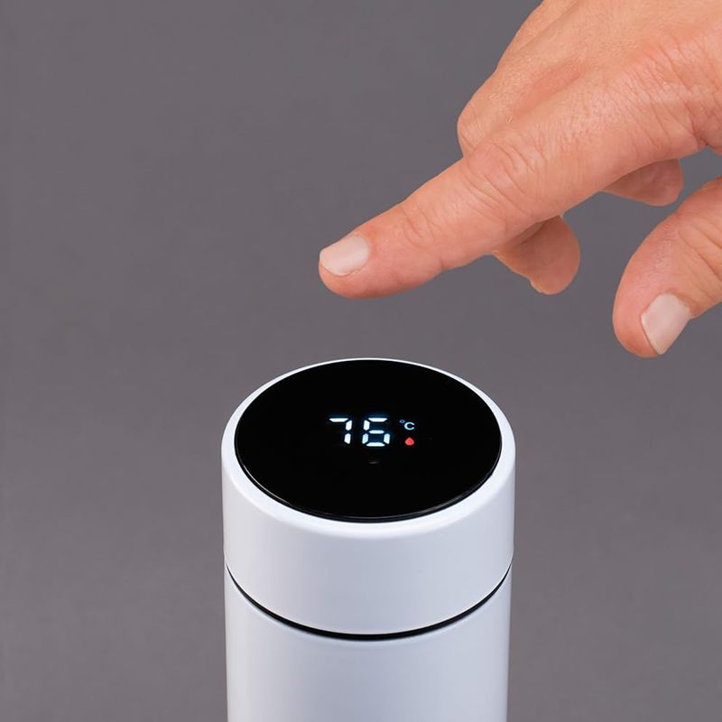 Termo Inteligente Temperatura Digital Led 500ml Rosa Oso