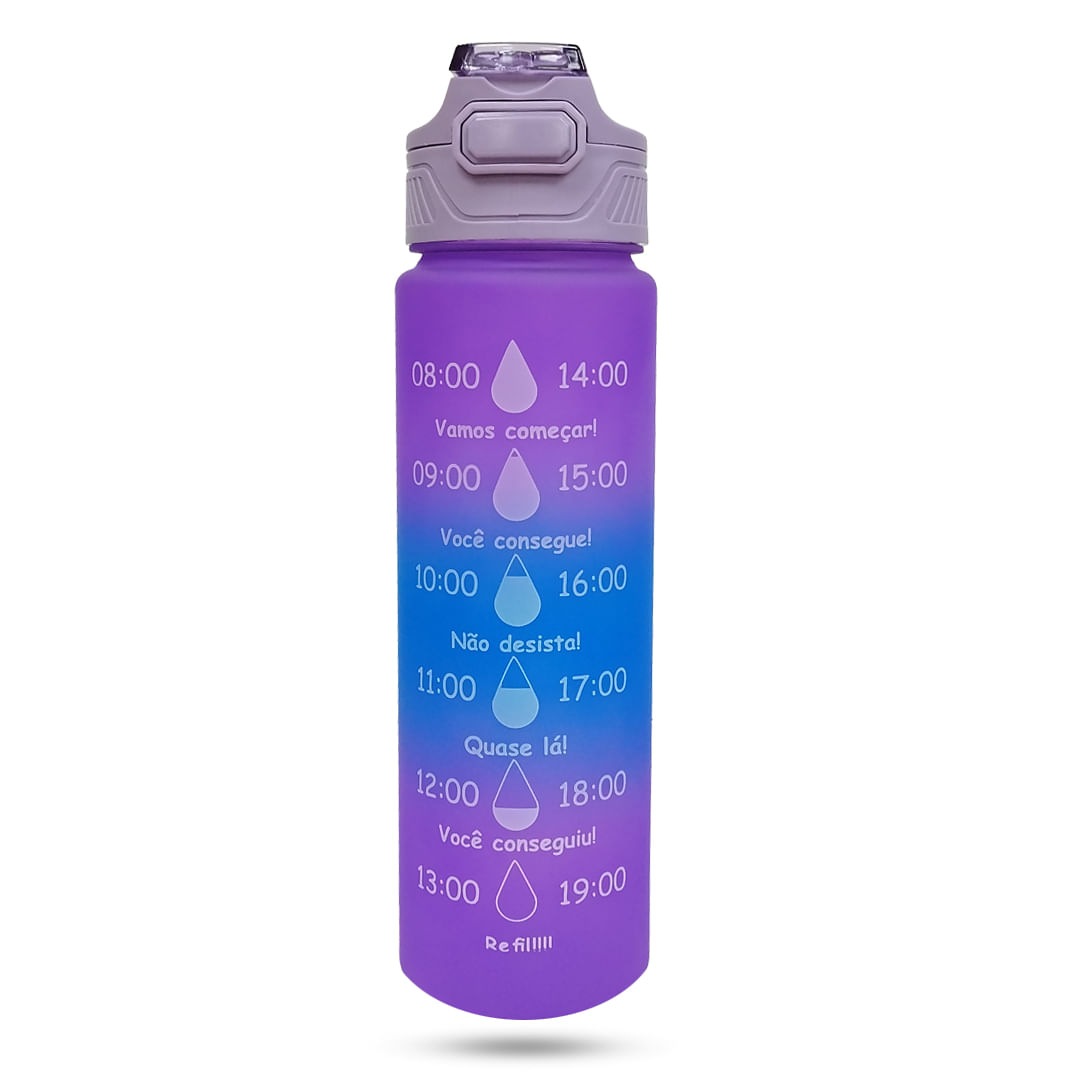 Botella de Agua Motivadora 800 ml Lila Azul