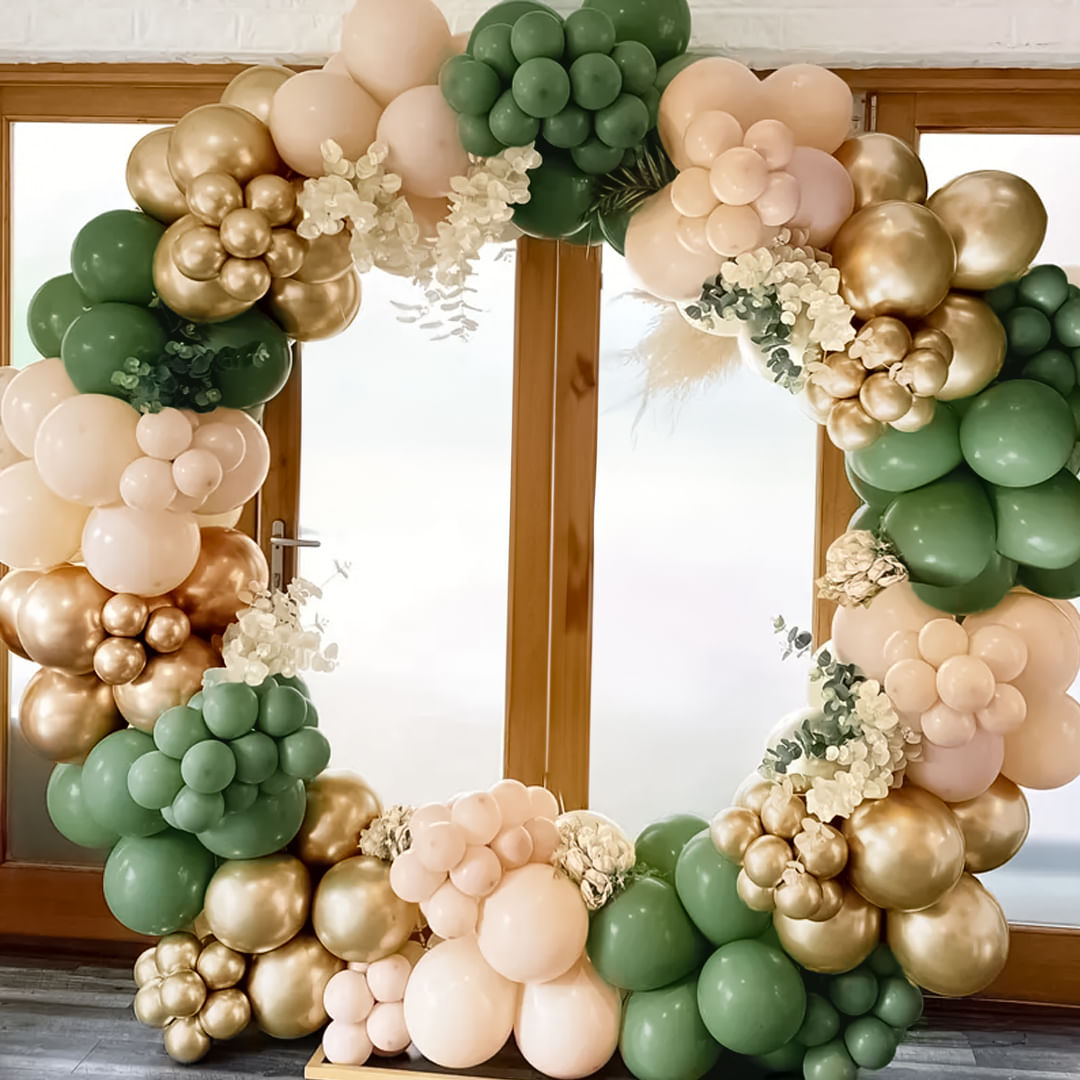 Set 115 Globos Decorativos Verde Piel Dorado