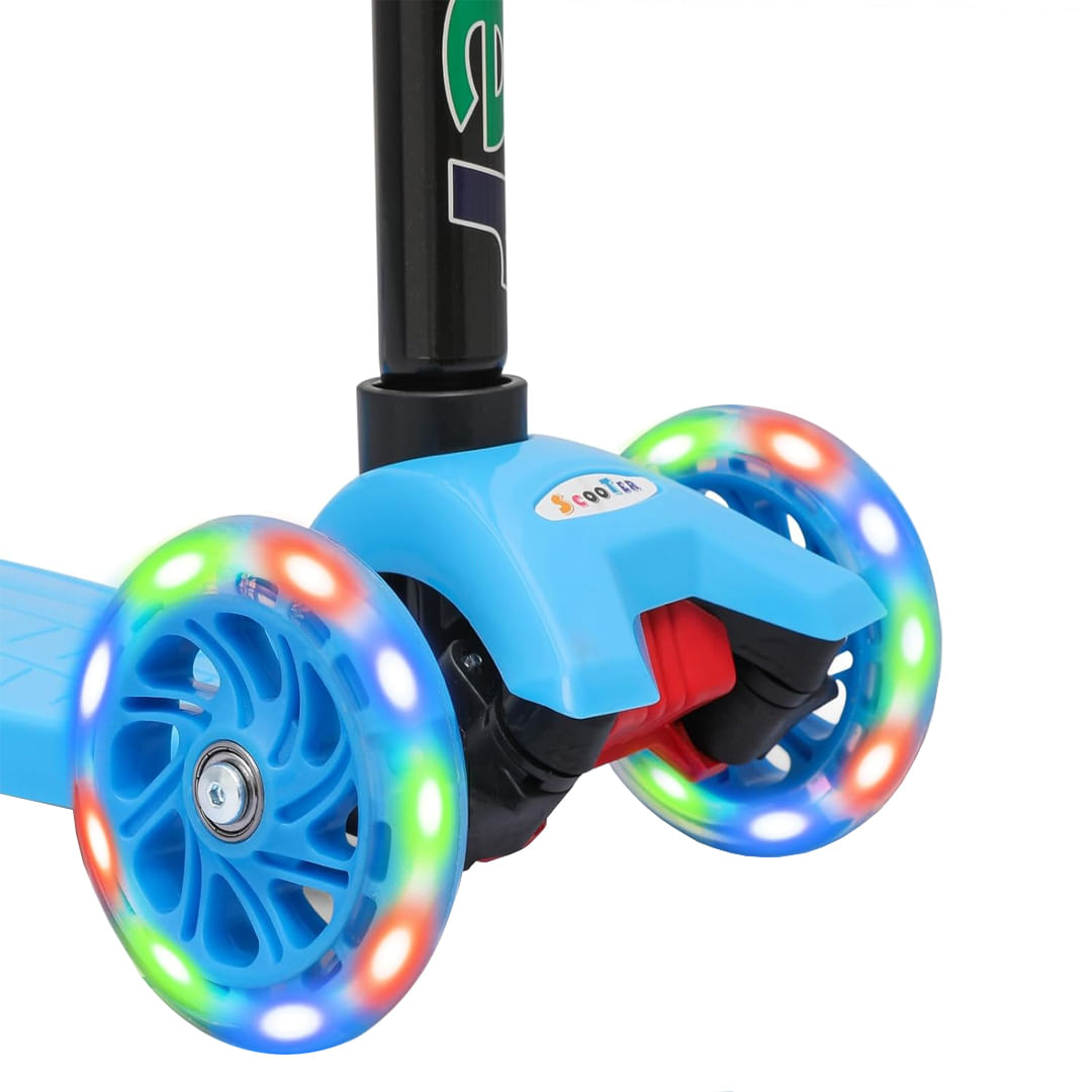 Scooter Monopatín Ajustable Luz LED 3 Ruedas Verde