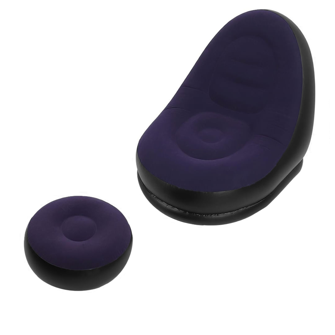 Sofá Sillón Tumbona Inflable con Reposapiés Azul