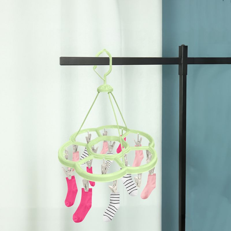 Colgador de Ropa con Pinzas Circular Verde