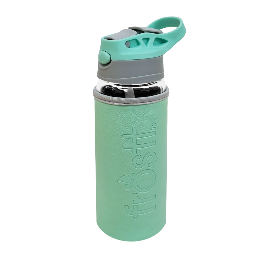 Botella de Agua Vidrio Frostt 500 ml Con Funda Turquesa
