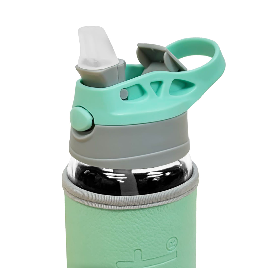 Botella de Agua Vidrio Frostt 500 ml Con Funda Turquesa