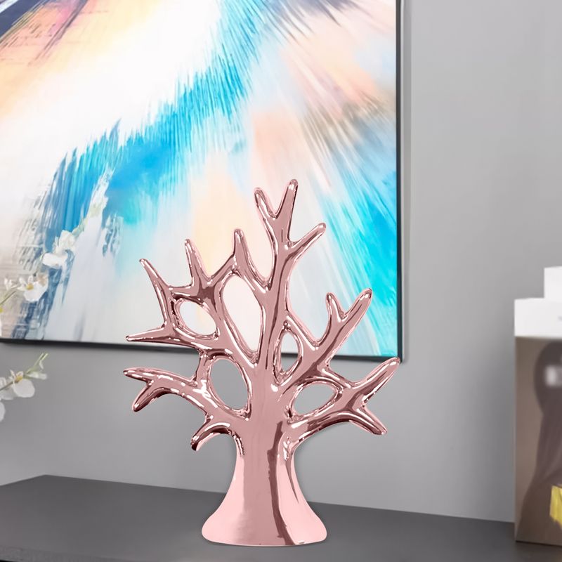 Adorno Decorativo De Cerámica Árbol de la Vida 15x11.5x5cm Cromo Rosa