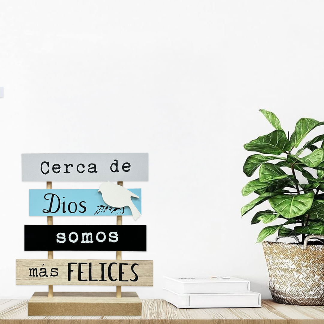 Adorno Cartel Letrero con Base Frases Inspiradoras 28x20cm