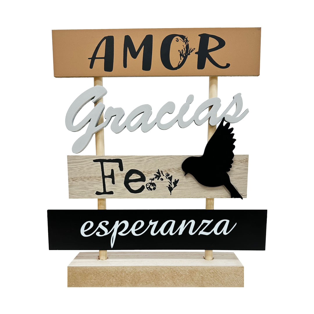 Adorno Cartel Letrero con Base Frases Inspiradoras 28x25cm