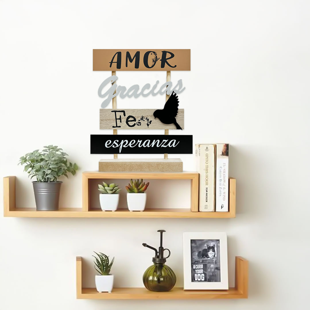 Adorno Cartel Letrero con Base Frases Inspiradoras 28x25cm