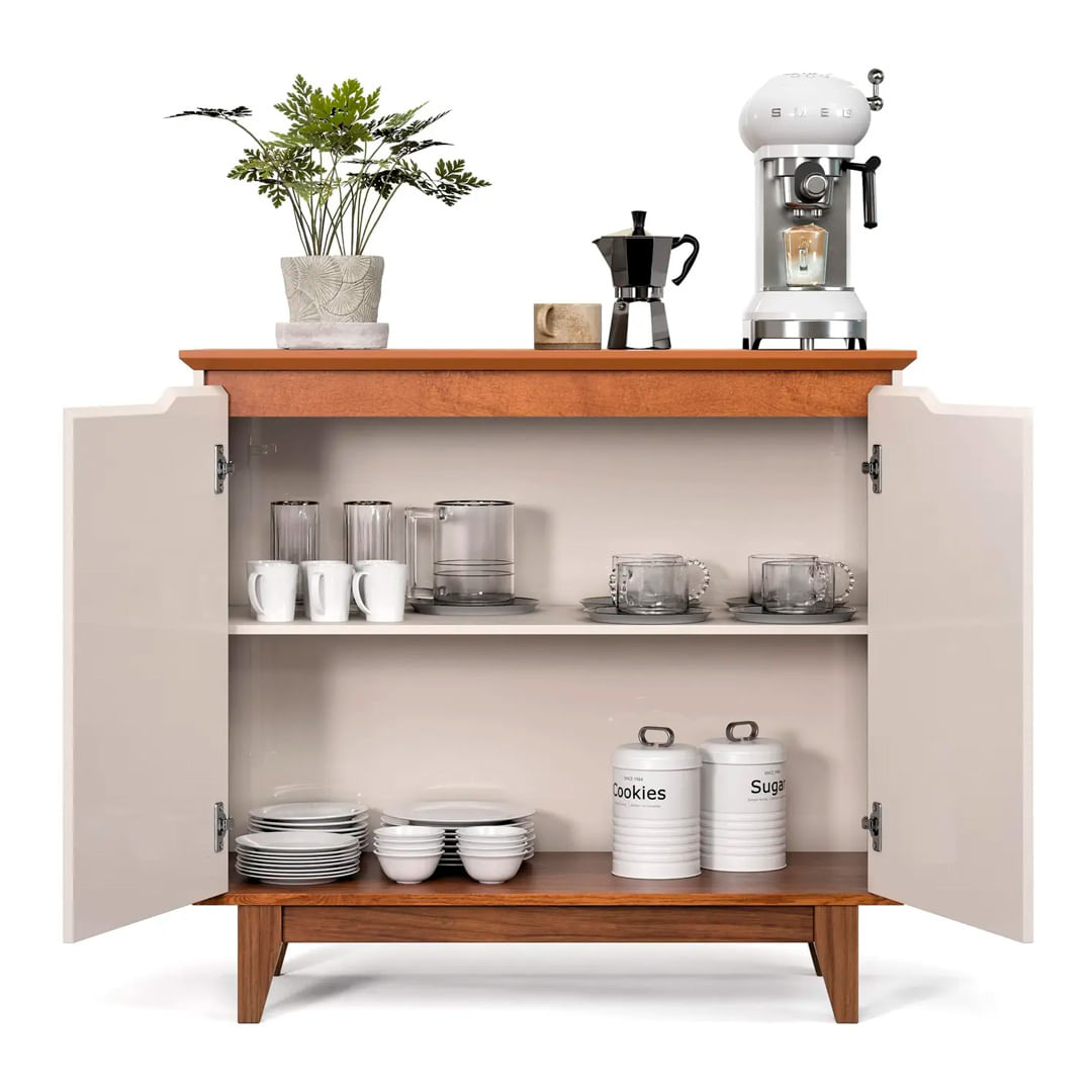 Mueble Buffet Madera 2 Puertas Flow Off White/Freijo