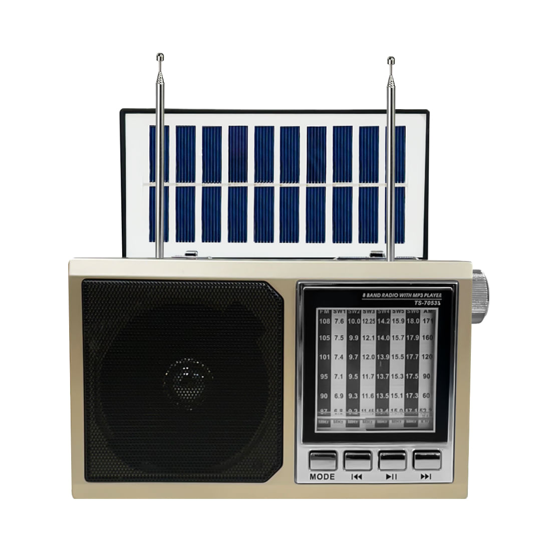 Radio FM/AM/BT/USB/FT Vintage Con Panel Solar Linterna Beige