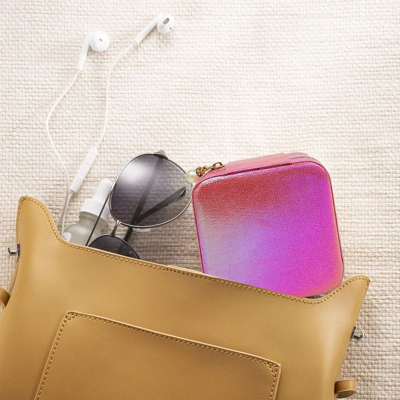 Mini Organizador Joyero Prendas Cuadrado Fucsia Rosa Perla